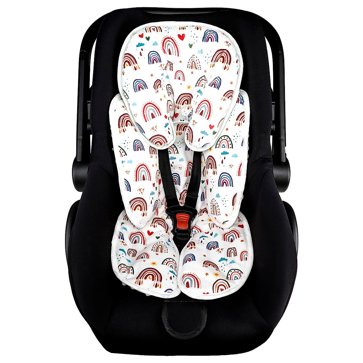 2-in-1 Car Seat Insert, CarSeat Head and Body Support, Cushion for Stroller, Swing, Bouncer, Baby Car Seat Strap Covers Shoulder Pads for Baby Kid