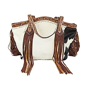 American Darling Tooled Double Strap Tote with Fringe ADBGI159B