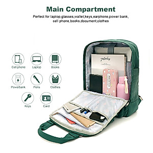 AO ALI VICTORY Laptop Backpack 15.6 Inch for Women Men Teacher Backpacks Nurse Bag Anti Theft Travel Back Pack Large College Bookbag (Medium, Olive Green)