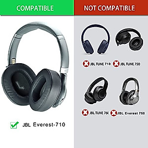 Everest-710 defean Ear Pads Replacement Ear Cushion Compatible with JBL Everest-710 Everest 710 Over-Ear Wireless Bluetooth Headphones, High-Density Noise Cancelling Foam, Added Thickness (Titanium)
