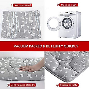 Hexagon Mat Mattress Pad, Non Slip Hexagon Baby Play Mat Compatible with Monobeach Princess Tent Kids Play Castle, Nursery Rug Play Mat, Grey with Star