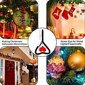Taeekiy 10 Pcs Love-Hooks,Screw Hooks for Hanging with Safety Buckle, Screw in Hooks for Outdoor String Lights .Simple Design and Convenient Use，You'll Need It (Black10)