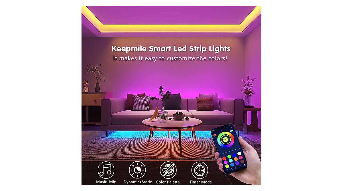Keepsmile 130ft RGB LED Strip Lights - Smart Music Sync