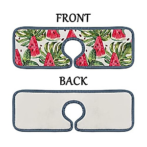 Kitchen Faucet Absorbent Mat 4 Pieces Summer Watercolor Watermelon Slices Faucet Sink Splash Guard Bathroom Counter and RV,Faucet Counter Sink Water Stains Preventer
