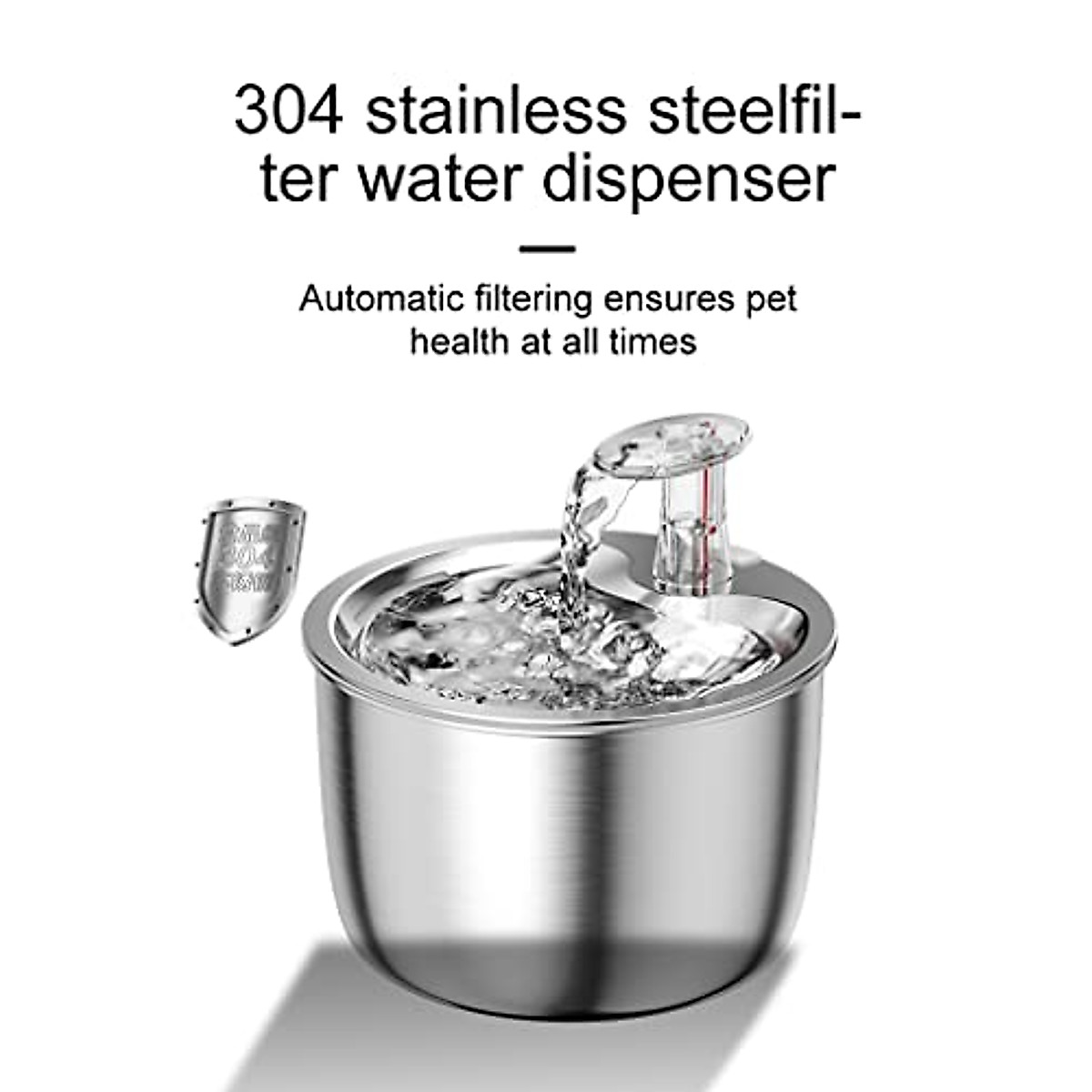 Mcacetine Cat Water Fountain Stainless Steel, Quiet Automatic Dog Water Dispenser, 2L/67oz, Adjustable Water Flow, Dog Dispenser Water Bowl, Multiple Pets Water Fountain