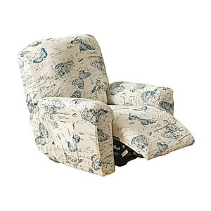 Eco-Ancheng Recliner Slipcovers 4-Pieces Lazyboy Recliner Covers Recliner Couch Covers Recliner Chair Cover Non Slip Reclining Slipcovers with Storage Pockets Furniture Protector for Living Room