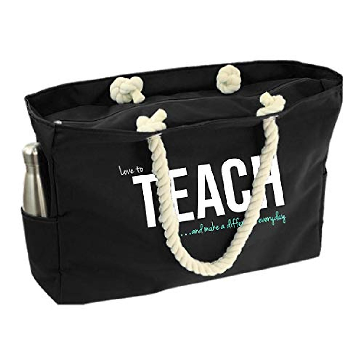 Keho XXL Ultimate Teacher Waterproof Multi Pocket Tote Shoulder Bag (Huge) - Perfect Usable Gift for Teacher Appreciation, Comfy Rope Handles & Perfect Work Bag