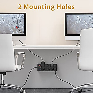 Power Strip Surge Protector, SUPERDANNY 10 Wide Outlets with 4 USB Charging Ports,1875W/15A, Flat Plug,2800 Joules Surge Protection with 5 Ft Extension Cord for Home,Office, Black