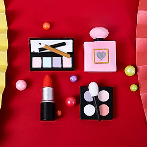 MEMOVAN Makeup Cake Topper 4 Pack, Resin Cosmetics Lipstick Perfume Bottle Eye Shadow Blush Makeup Cake Decorations for Bridal Shower Bachelorette Girl Women Spa Makeup Themed Birthday Party Supplies