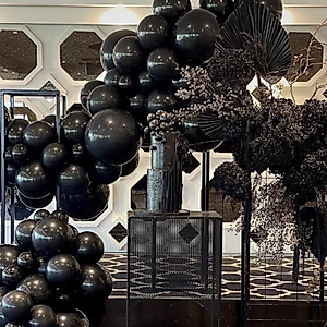 PartyWoo Black Balloons, 155 pcs Black Balloons Different Sizes Pack of 18 12 10 5 Inch Black Balloons Arch Kit Balloon Garland for Birthday, Graduation, Halloween, Party Decorations, Black-Y18