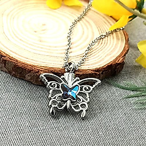 LuxglitterLin Butterfly Urn Necklace for Ashes for Ashes Animal Cremation Jewelry Keepsake Memorial Pendant Jewelry for Women Girls