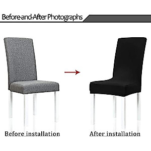 Obstal Black Chair Covers for Dining Room 6 Pack – Universal Stretch Spandex Removable Washable Chair Seat Slipcovers Protector for Kitchen, Ceremony, Wedding, Banquet, Hotel and Party