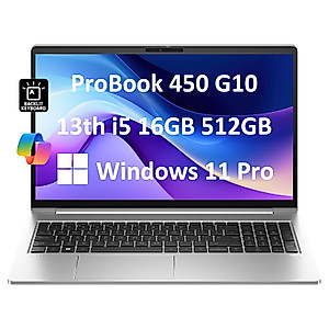 HP ProBook 450 G9 15.6" FHD Business Laptop (12th Gen Intel 10-Core i5-1235U, 16GB RAM, 512GB PCIe SSD) Backlit KB, Webcam, Type-C, RJ-45, HDMI, Wi-Fi 6, Wolf Pro Security Edition, Win 11 Pro - 2023