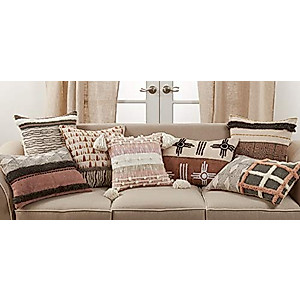 Printed and Tufted Modern Poly Filled Throw Pillow