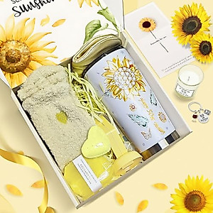 Fitvc 50th Birthday Gifts for Women, Happy 1974 Birthday Gifts Set for Woman Mom Wife Best Friends, Funny 50 Year Old Gift Basket Box Unique, Sending Sunshine 20oz Wine Tumbler Bday Gift for Female