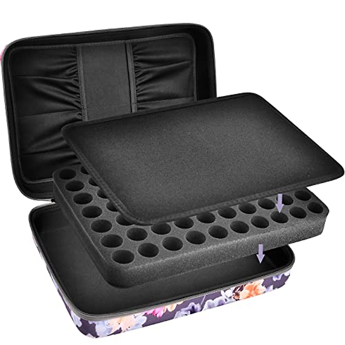 PAIYULE Essential Oils Storage Hold 70 Bottles - Carrying Hard shell Organizer Case for Artnaturals/for Young Living/for Radha/for Doterra Aromatherapy Essential Oils 5ml, 10ml, 15ml - Lavender