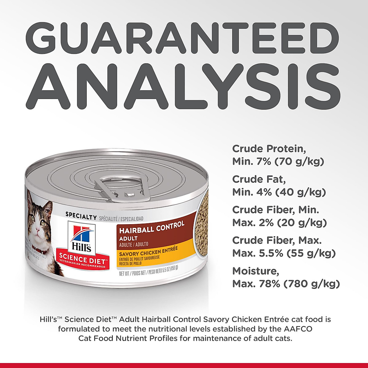 Hill's Science Diet Hairball Control, Adult 1-6, Hairball Control Support, Wet Cat Food, Chicken Minced, 5.5 oz Can, Case of 24