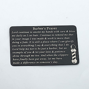 Gzrlyf Barber's Prayer Wallet Card Metal Wallet Insert Inspirational Gifts for Hairdresser Hairstylist (Black)