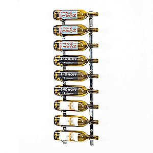 VintageView W Series Wine Rack 3 - Single Depth, Metal Wall Mounted Wine Rack - Modern, Easy Access Wine Storage - Space Saving Wine Rack with 9 Bottle Storage Capacity - (Chrome Luxe)