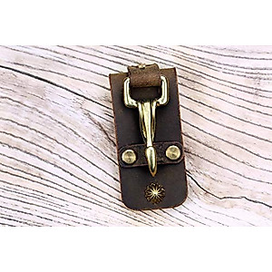 Heavy duty full grain leather belt key clip, retro distressed leather belt key holder - BA05KC