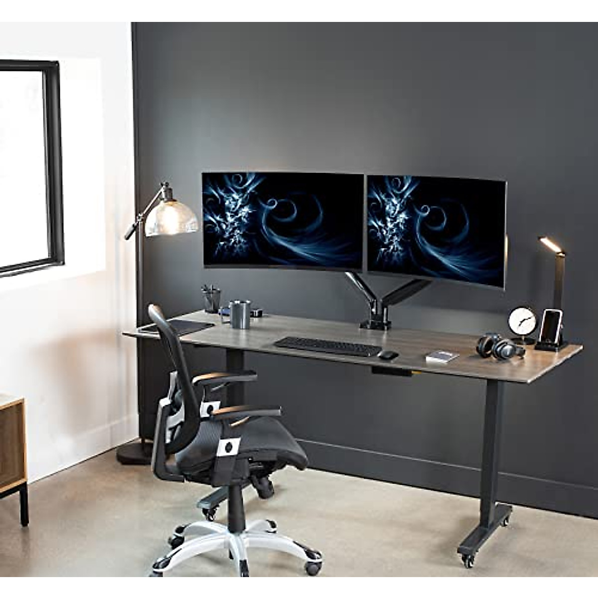 VIVO Premium Aluminum Heavy Duty Dual Monitor Arm for Ultrawide Monitors up to 35 inches and 30.9 lbs Each, Desk Mount Stand, Pneumatic Height, Max VESA 100x100, Black, STAND-V202Q