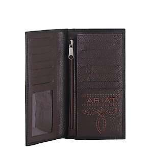 Ariat Men's Black Leather Bifold Wallet with Embossed Logo