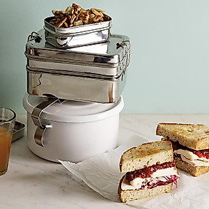 Ecolunchbox Three-in-One Stainless Steel Two Level Steel Bento Box With Snack Container Regular - Holds 4 Cups of Food - Not Leak-Proof (1)