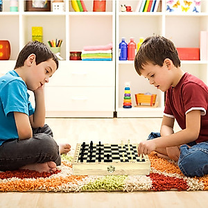 4 in 1 Board Game, Include Fast Hockey Table Game, Tic Tac Toe, Checkers Game,Slingshot Chess,Set for All Age
