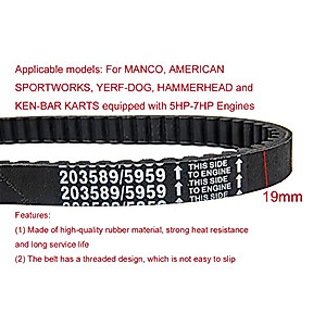 30 Series Go Kart Drive Belt Replaces Manco 5959 / Comet 203589，Torque Converter Belt（Pack of 3）