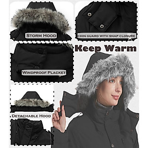GGleaf Women's Thicken Parka Quilted Puffer Jacket Winter Coat Warm with Removable Hood Black XX-Large