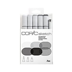 Copic Sketch Alcohol Marker 5 Colors + Multiliner SP Set, Sketching Grays