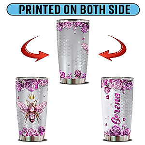 WONWIX Personalized Queen Bee Gifts for Women Insulated 20oz Stainless Steel Gift for Girls, Wife, Daughter Bee Lovers, Water Bottle, Travel Cups Tumblers Christmas Birthday Mother's Day Valentine