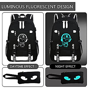 RM Family Backpack for Boys, 15.6 Laptop Backpack with USB Charging Port, Bookbag for School with Anti-Theft Lock,Teens Backpack Cool Backpack for Boys Includes Pencil Bag,luminous backpack