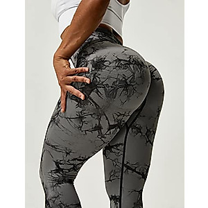 Wavar Scrunch Butt Lifting Leggings for Women Seamless Tie Dye High Waist Yoga Pants Workout with Ribbed and Smile Contour