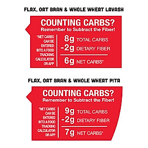 Joseph's Combo Value Pack, Flax, Oat Bran & Whole Wheat, Low Carb Pita Bread, Lavash Bread, and MINI Pita, Fresh Baked (1 Pack Each, 3 Packages Total)