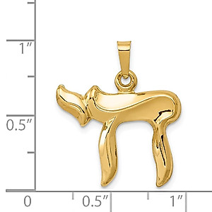 Diamond2Deal 14k Yellow Gold Chai Pendant (L- 24 mm W- 20 mm)