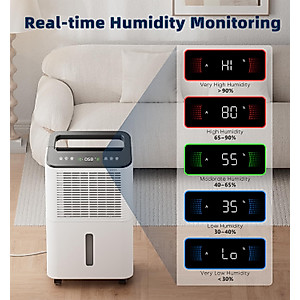 TABYIK 30 Pint Dehumidifier for Basement, with Drain Hose for Large Bedroom Bathroom, with Auto Humidity Control, 24H Timer