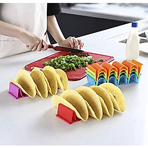 Taco Holder Stand Set of 6, Colorful Taco Holder Plate, Wave Shape Taco Tray, Taco Shell Holder Stand for Party, Hold 4 Tacos Each, Very Hard and Sturdy, Dishwasher Top Rack Safe