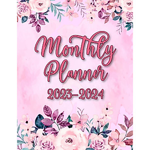 2023-2024 Monthly Planner: A minimalist two-year planner featuring a beautiful watercolor floral cover (January 2023 to December 2024).