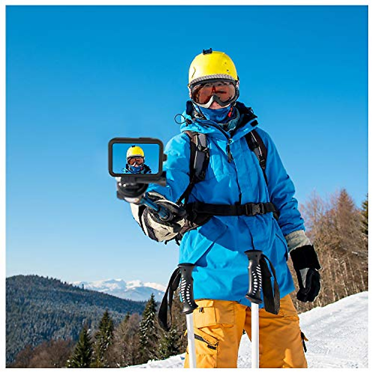 2Sets Silicone Rubber Protective Case for Gopro Hero 9/10/11, Silicone Sleeve Housing Case with Lanyard Lens Caps (Black and Blue)