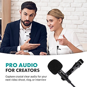 Movo LV4 Phantom Power XLR Lavalier Microphone Interview Kit with Omnidirectional and Cardioid XLR Lapel Mics, Metal Clips and Windscreens - Perfect for Video Shoots, Podcasting, YouTube Recording