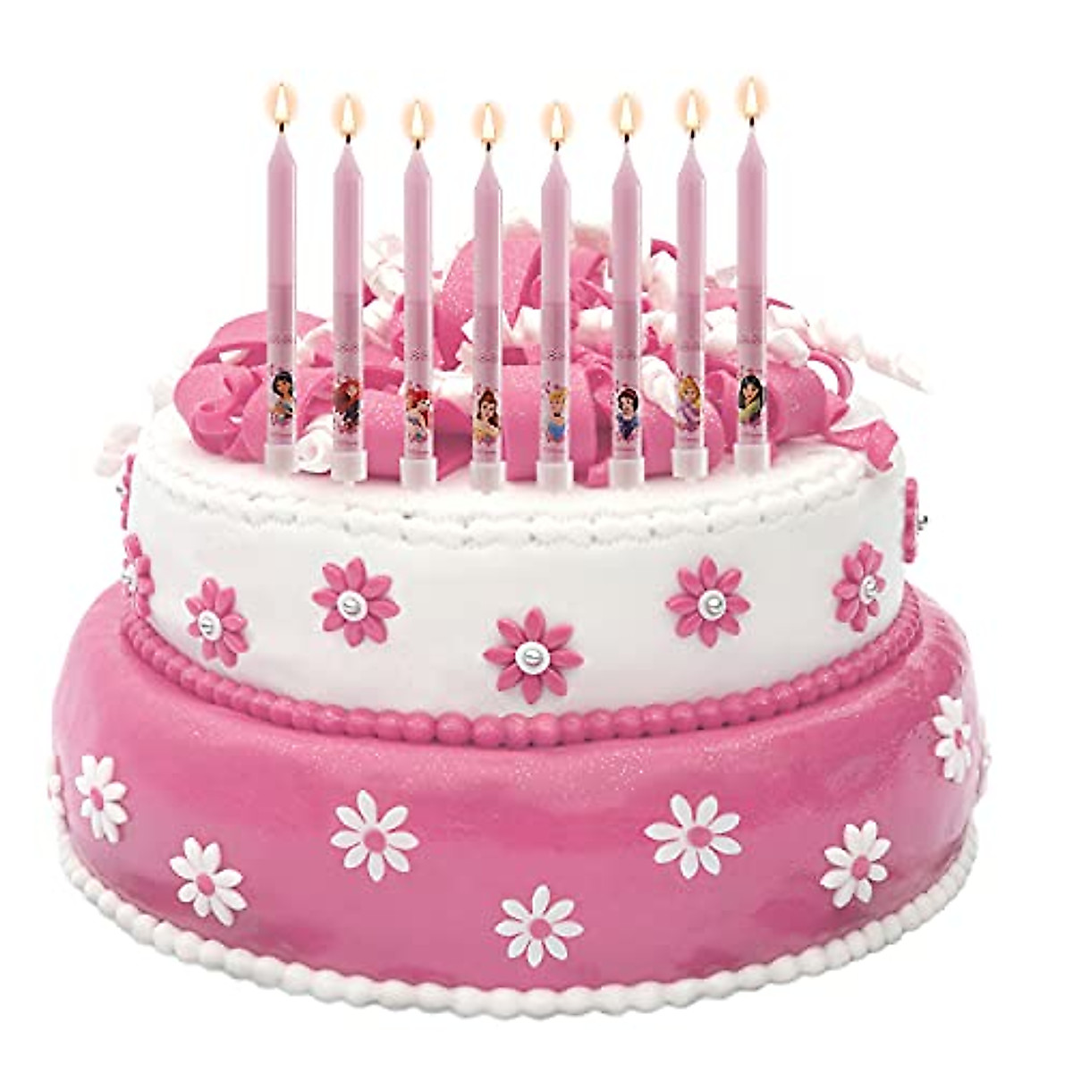 Dekora - 346175 Princesses Set of 8 Pink Wax Stick Candles 8 x 8 x 12 cm