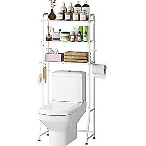 Simple Trending-3 Tier Shelf Bathroom Space Saver, Over The Toilet Rack,Bathroom Stand Storage Organizer, White