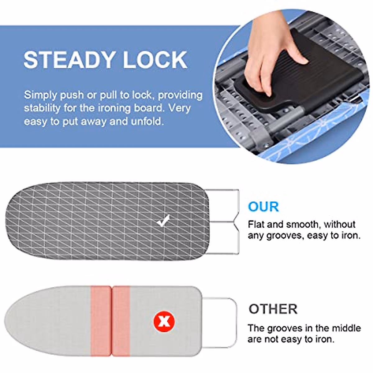 Johgee Foldable Tabletop Ironing Board with Iron Rest, Small Ironing Board with 2 Cotton Covers, Portable Mini Ironing Board with Non-Slip Folding Feet for Home, Laundry Rooms, Travel Use and Dorms