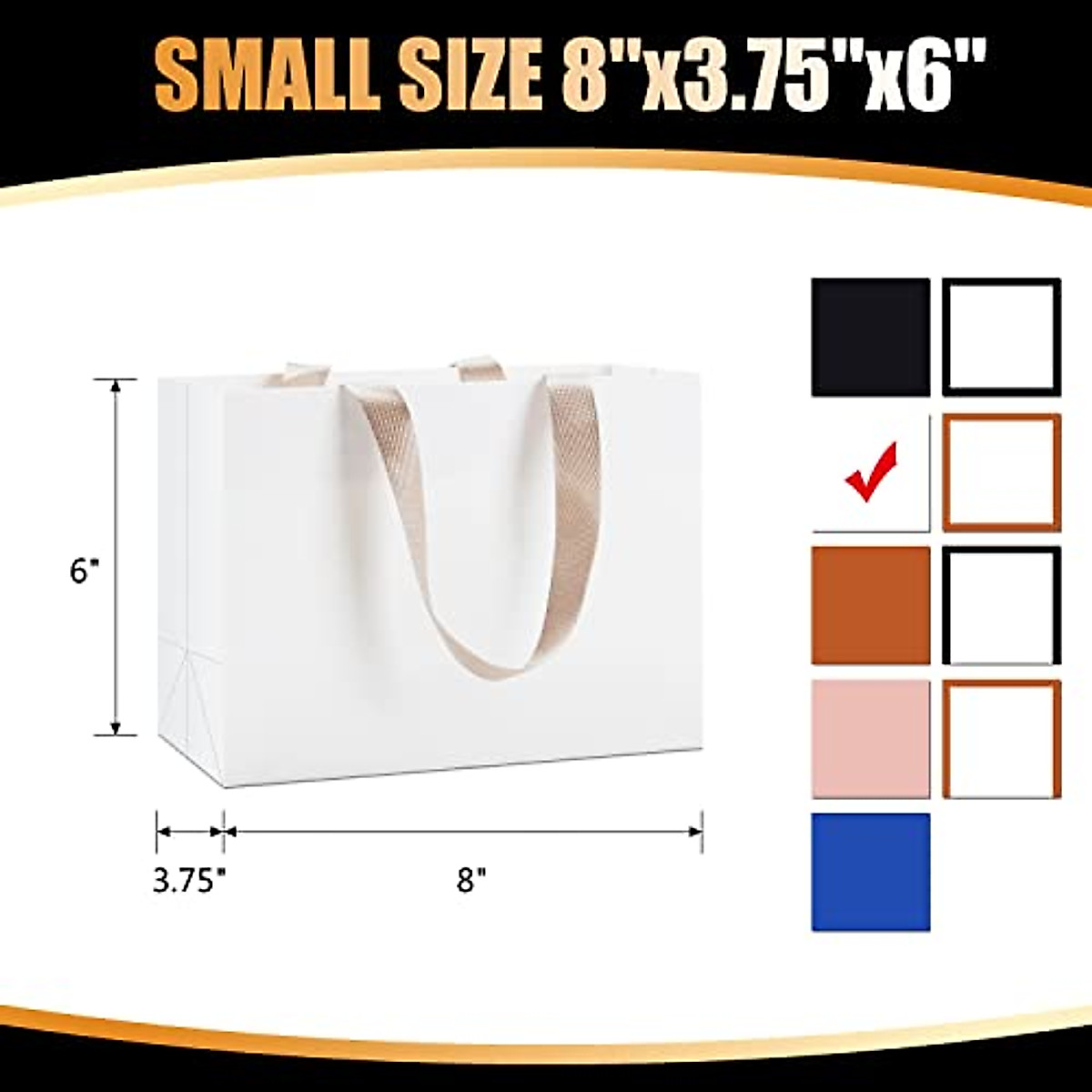 White Gift Bags Bulk YACEYACE 10Pcs 8"x3.75"x6" Small Size White Gift Bags with Handles White Paper Gift Bags White Kraft Paper Bags White Paper Shopping Bags for Small Business, Wedding Bags Party Bags Retail Bags