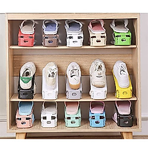 KNFUT Shoe Slots, Storage Rack Adjustable Footwear Support Slot Shoebox Space Saving Cabinet Closet Durable Racks (Color : White Color)