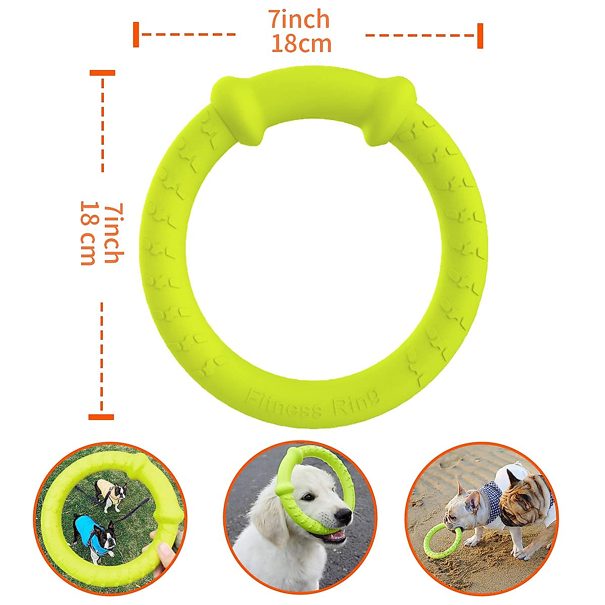 LaRoo Dog Flying Ring Toys, Floating Flying Disc ABS Durable Interactive Chew Toys for Training Outdoor Playing Puppy Medium Large Dogs (Small Green/18cm)