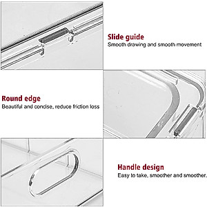 Refrigerator Organizer Bins with Pull-out Drawer, Large Stackable Fridge Drawer Organizer Set with Handle, BPA-free Drawable Clear Storage Cases for Freezer, Cabinet, Kitchen, Pantry Organization