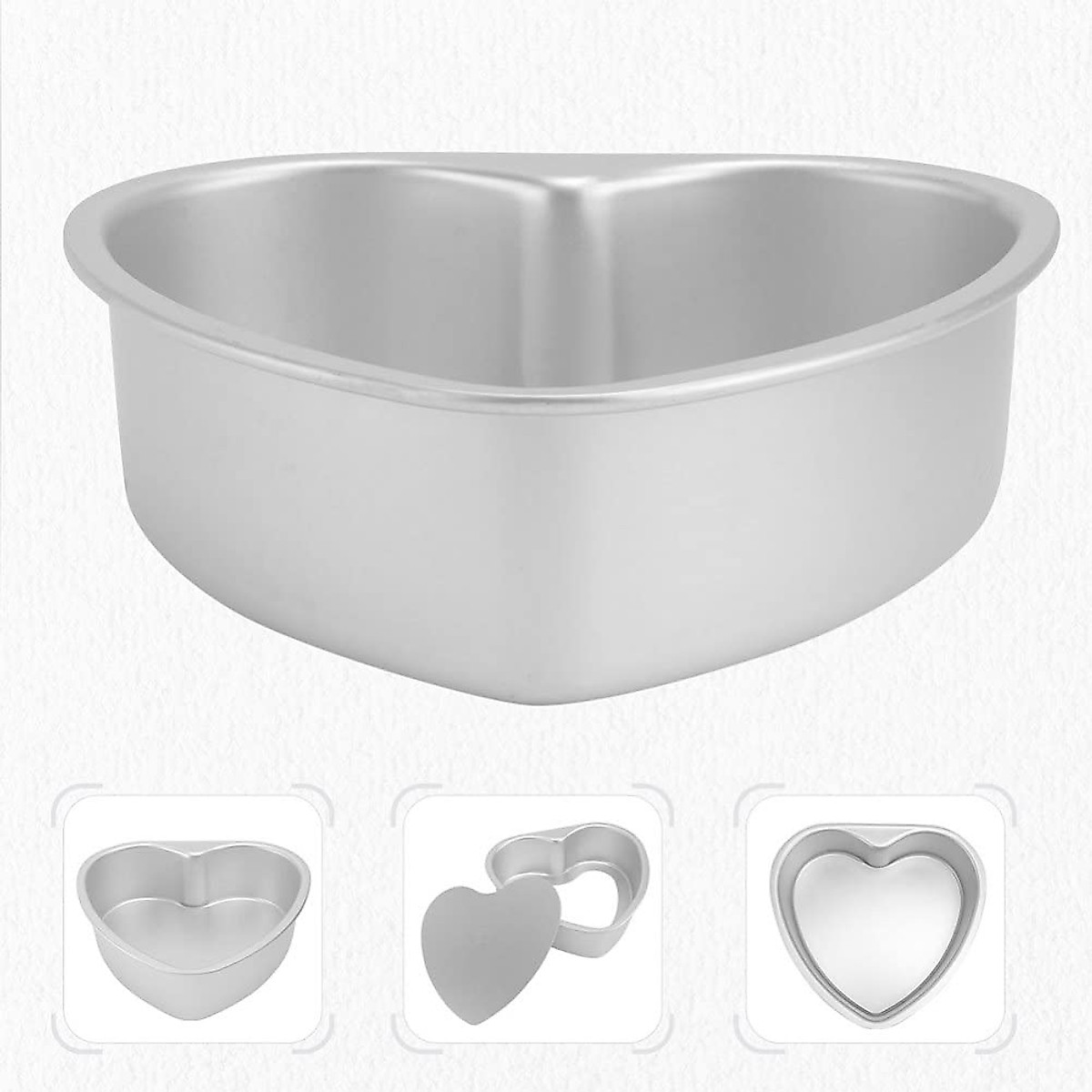CALLARON Mini Cake Pans 2pcs Heart Shaped Cake Pans with a Removable Bottom 4inch Valentines Aluminium Heart Shaped Cake Pan Heart Pan Molds DIY Tin Muffin Chocolate Molds Baking Pan