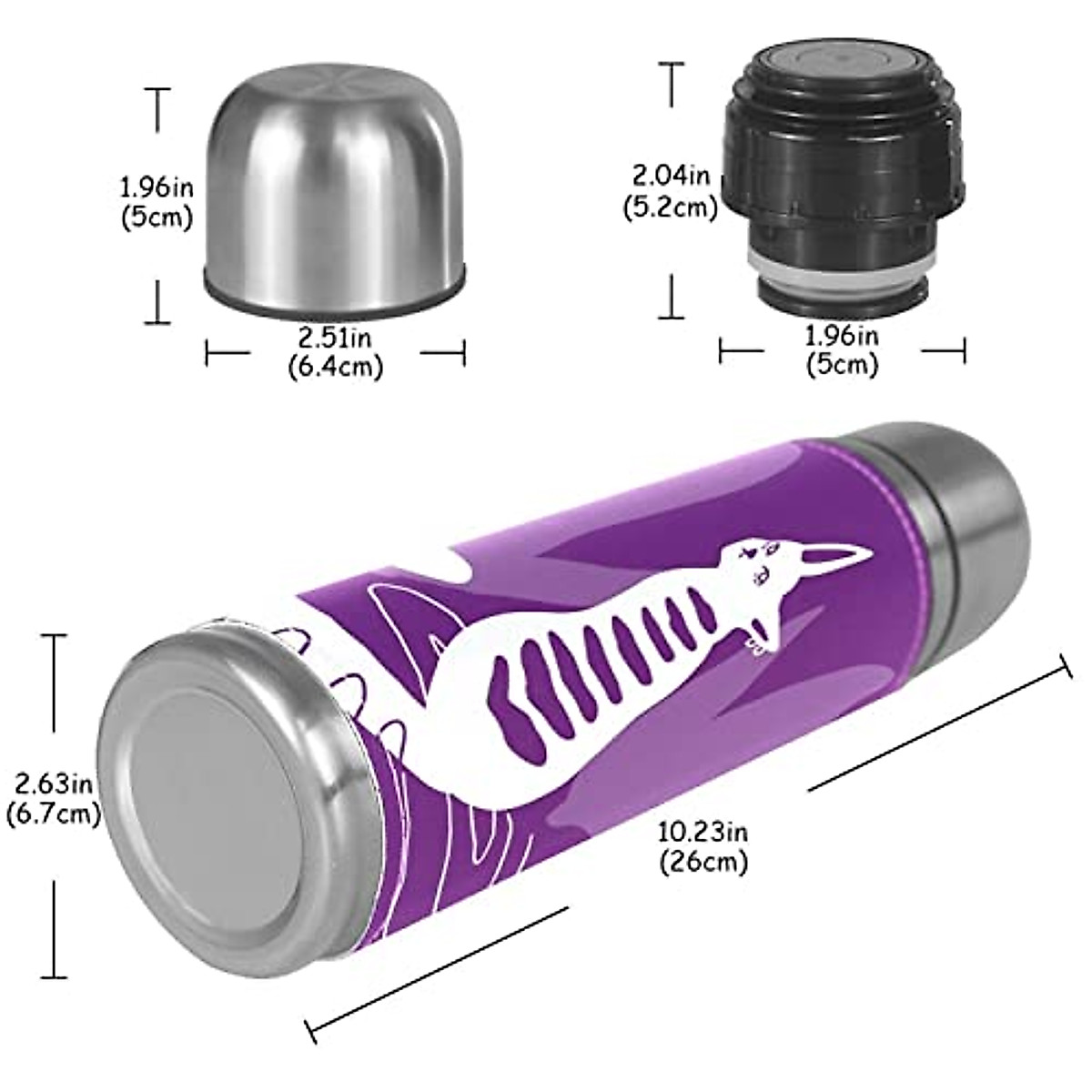 Stainless Steel Leather Vacuum Insulated Mug Cat Thermos Water Bottle for Hot and Cold Drinks Kids Adults 16 Oz